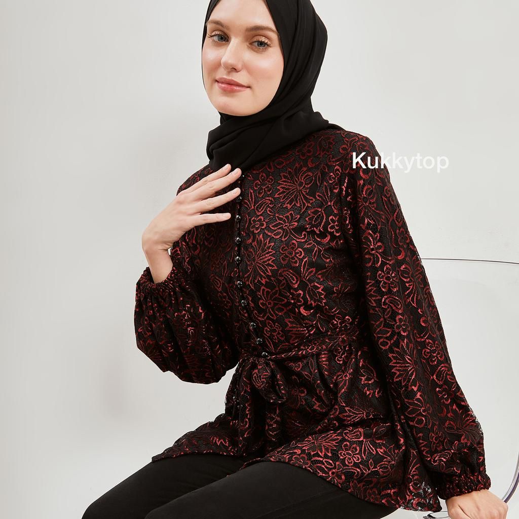 Jual Kukky Top Baju Atasan Brukat Davina Blouse Blus Kondangan Pesta ...