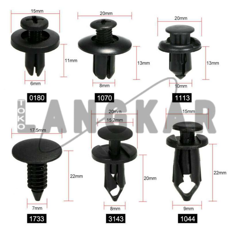 Jual Baut Rivet Mobil Universal Car Push Pin Fasteners 190PCS | Shopee ...