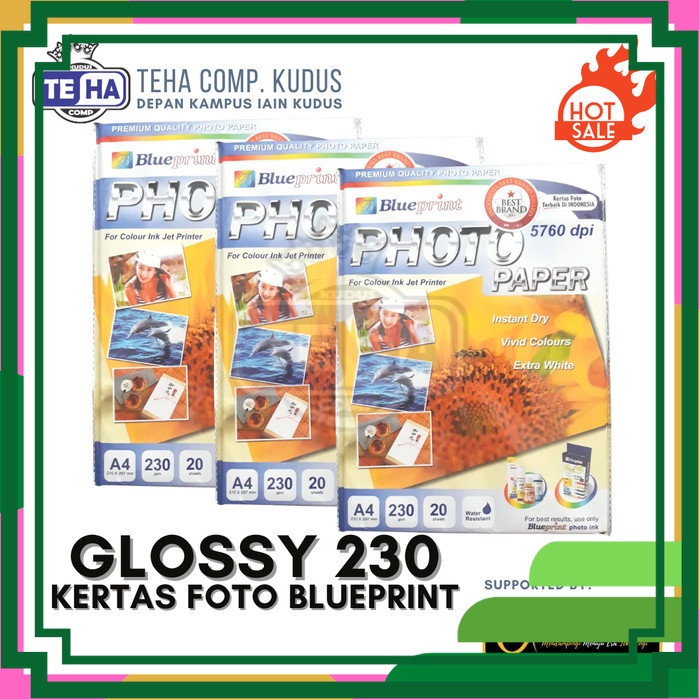 Jual Glossy Photo Paper 210gsm 230gsm A4 BLUEPRINT - Kertas Print Foto ...