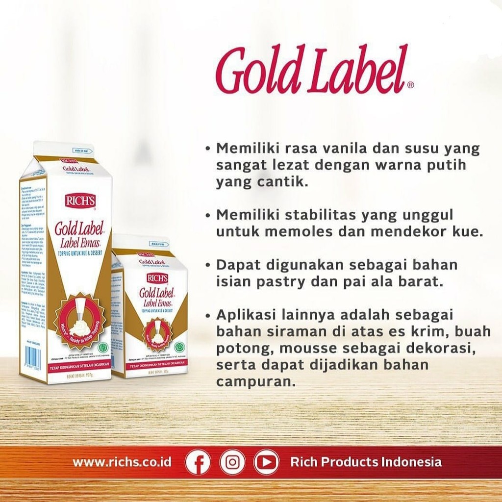 Jual RICH WHIPPING CREAM GOLD LABEL 907 GR | Shopee Indonesia