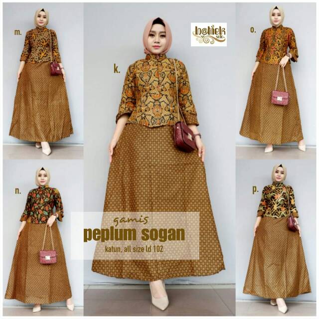 Jual GAMIS PEPLUM SOGAN TUMPUK MURAH SETELAN GAMIS BATIKA MURAH GAMIS ...
