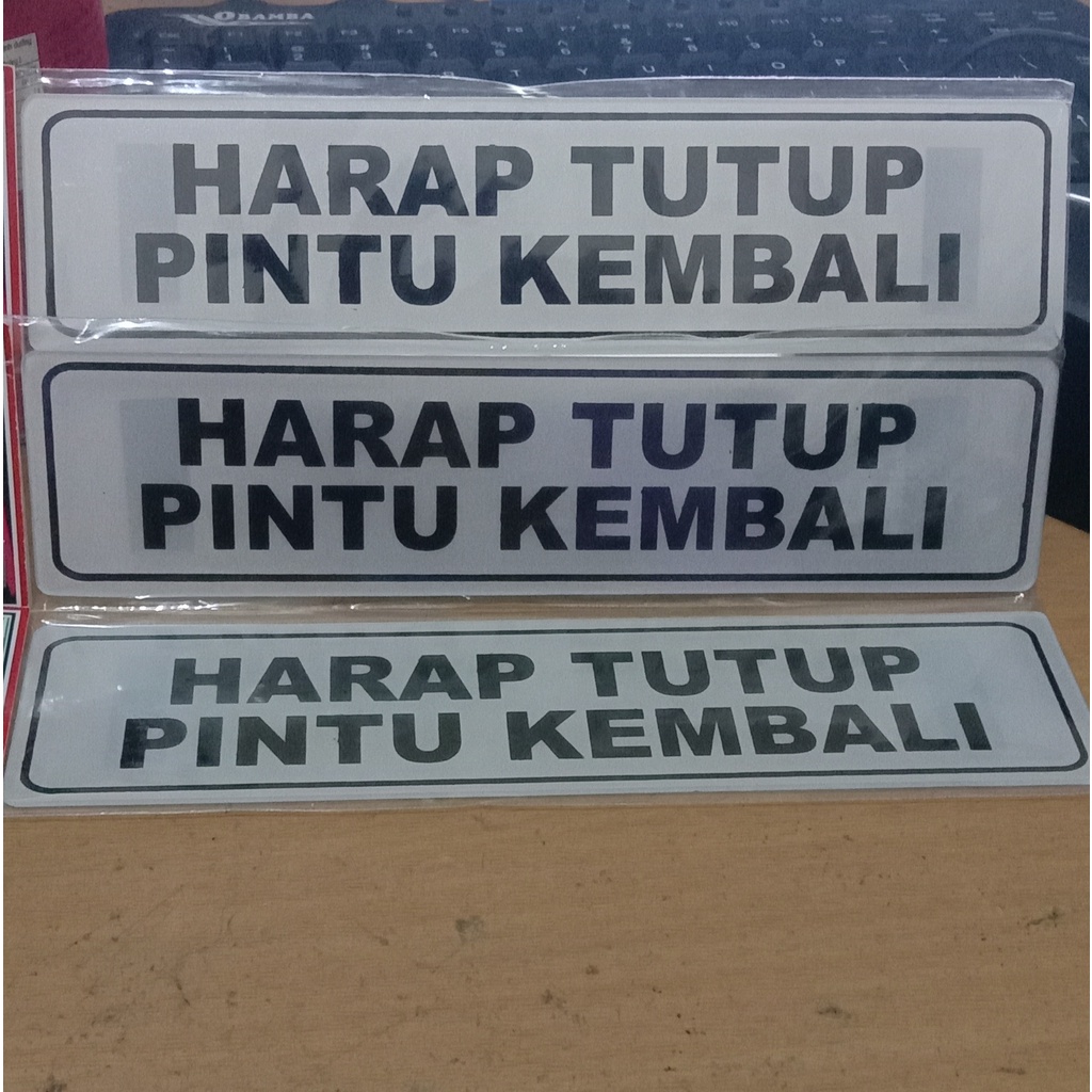 Jual sign label HARAP TUTUP PINTU KEMBALI acrylic sticker board tanda ...