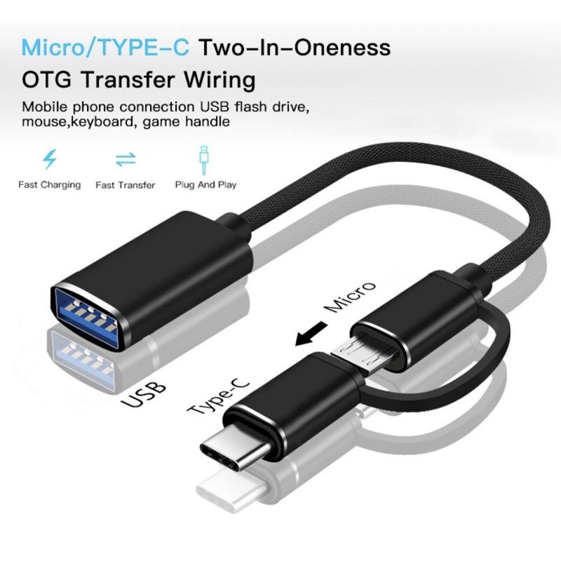 Jual KABEL OTG 2IN1 MICRO USB & TYPE-C PENDEK | Shopee Indonesia