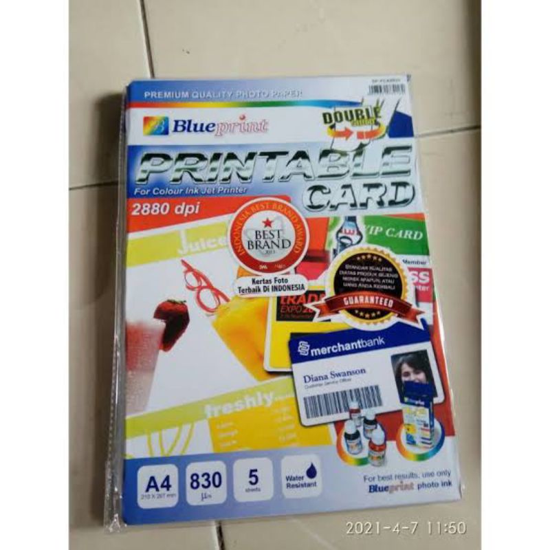 Jual Kertas PVC BLUEPRINT Printable Card White BP-PCA4 (830 mikron ...