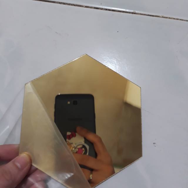 Jual sticker cermin hexagon gold isi 10 pcs | Shopee Indonesia