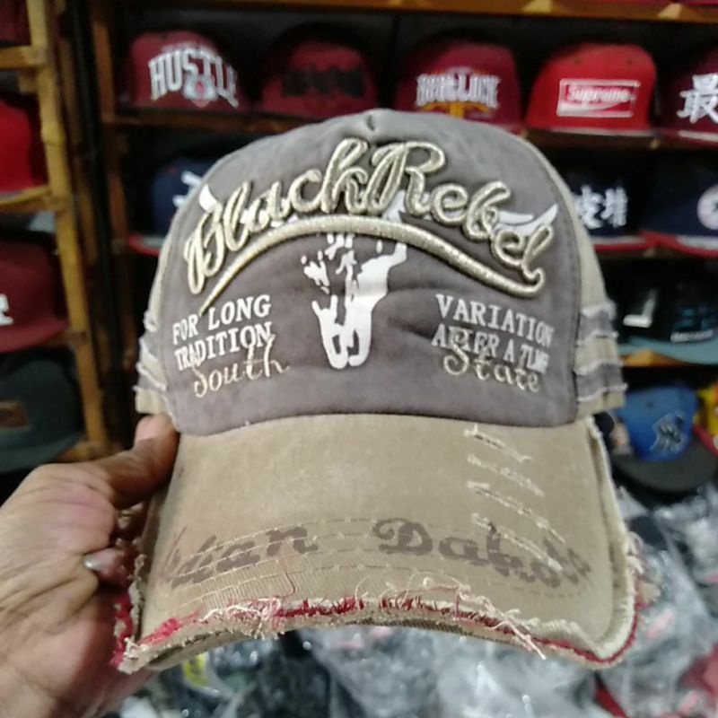 Jual TopiBlack Rebel Model Korea Topi cowok cewek import black label ...
