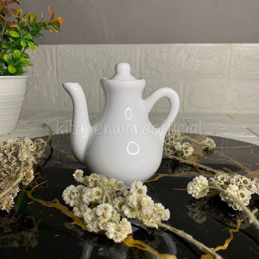 Jual KING POT VINEGER KERAMIK POLOS PUTIH TEMPAT GULA/TEKO SAUS/TEKO ...