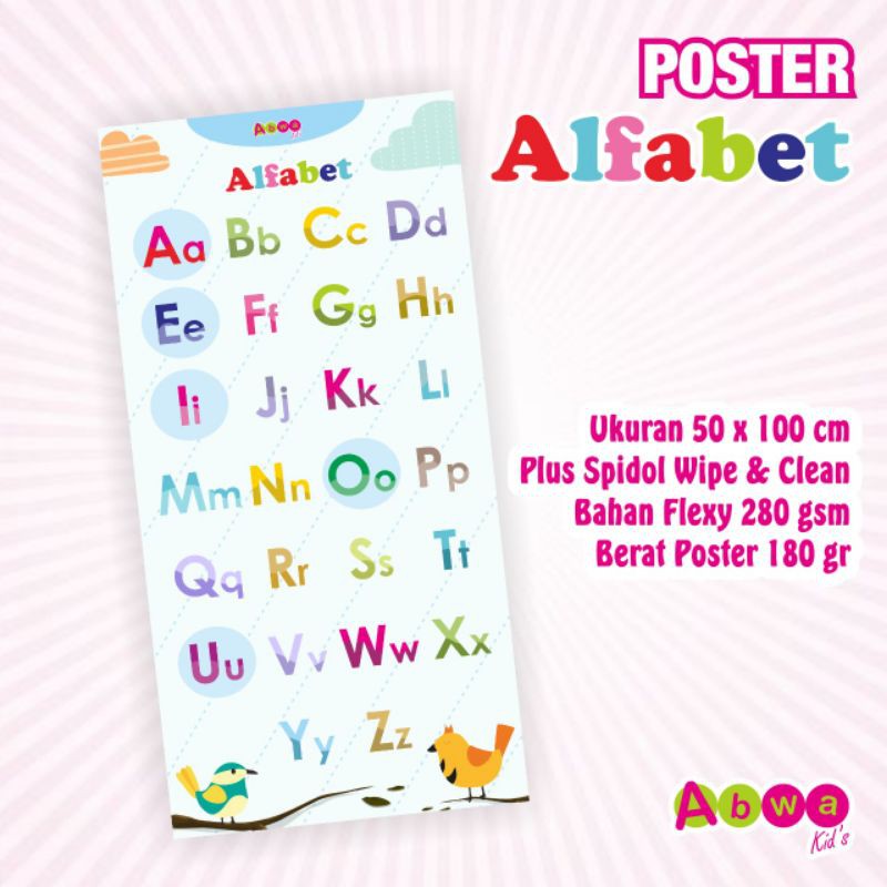 Jual POSTER HURUF ABJAD ALPHABET POSTER EDUKASI | Shopee Indonesia