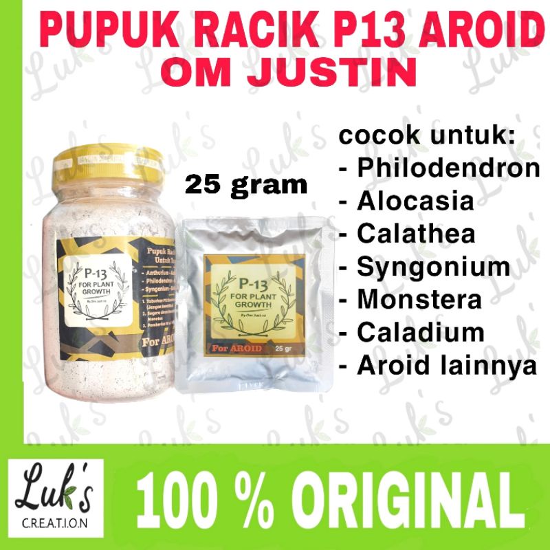 Jual PUPUK RACIK P13 AROID OM JUSTIN 25 GR pupuk ajaib philodendron ...