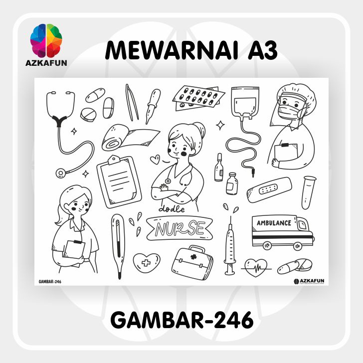 Jual Kertas Mewarnai A3 KESEHATAN - Mewarnai tema kesehatan dokter ...
