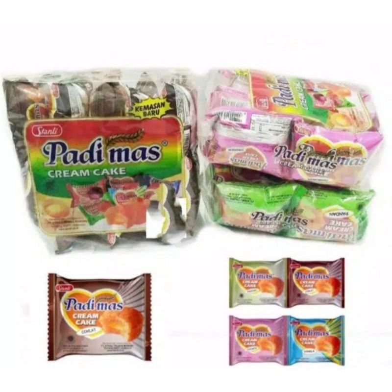 Jual PADI MAS BOLU CREAM CAKE PER PACK ISI 10 RASA COKLAT, PANDAN ...