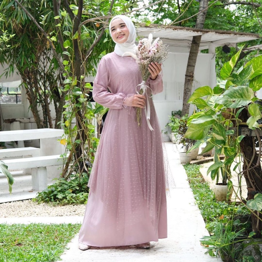 Jual MIKAYLA - TERBARU! BISA COD READY SIZE JUMBO XXL LD 120 Gamis Sakura Tille Dotty Lapis ...
