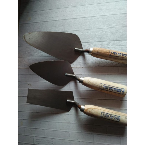 Jual Satu Paket 3pcs Sendok semen cetok skop semen Baja Asli sendok ...