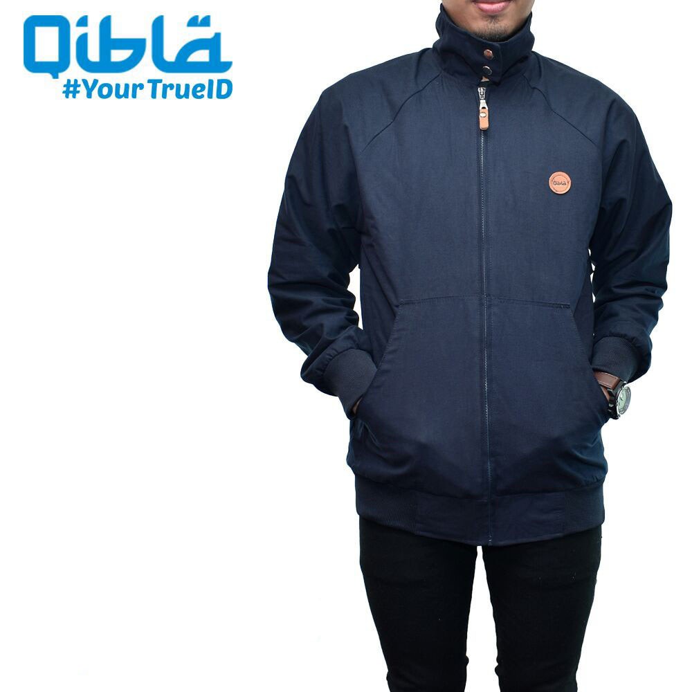Jual Jaket Bomber Pria Original Warna Navy Model Qibla | Shopee Indonesia