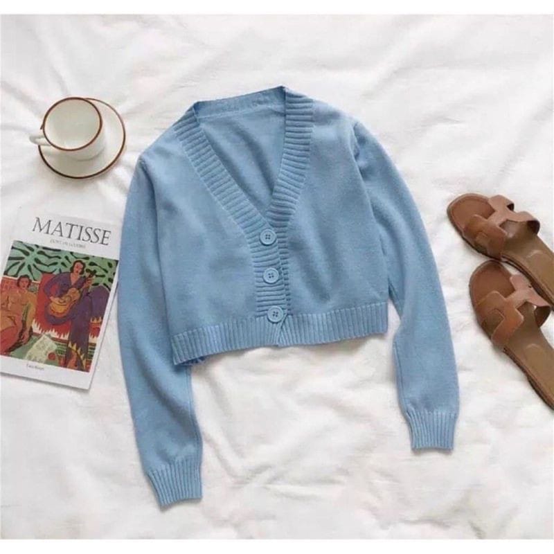 Jual Crop Luna Cardi Rajut Kardigan Crop Top Rajut Wanita Shopee Indonesia
