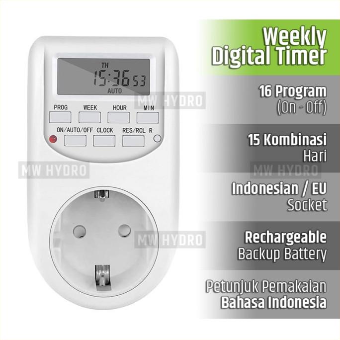 Jual Programmable Digital Timer Switch - Stop Kontak - 16 Program On/Off | Shopee Indonesia
