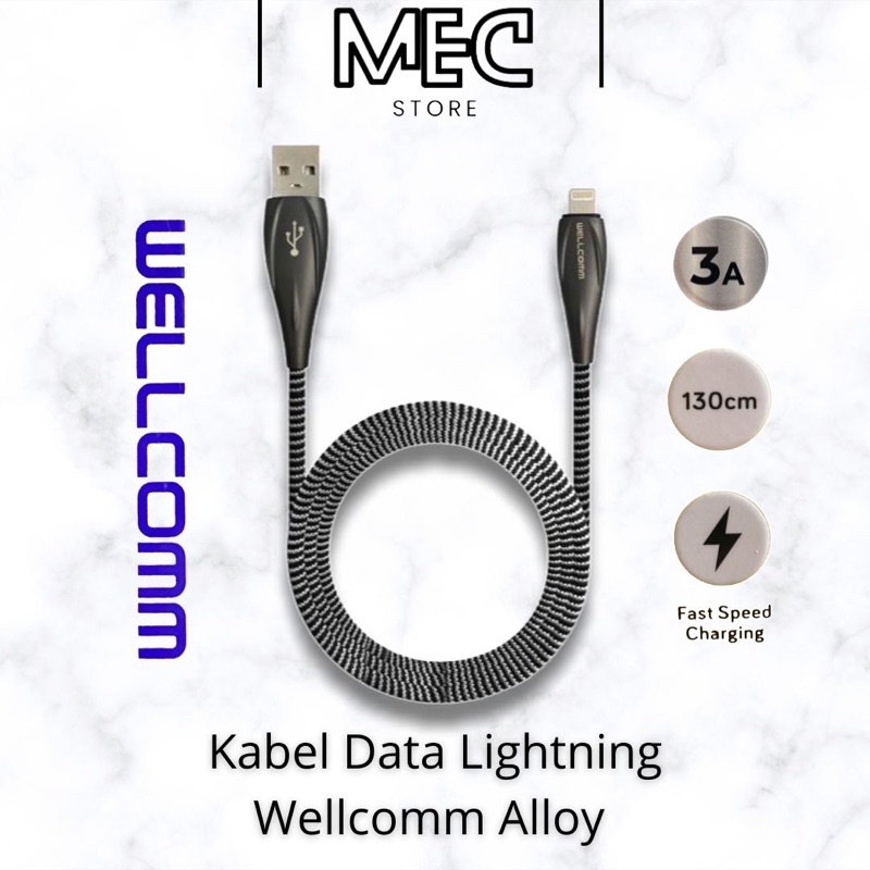 Jual Kabel Data Lightning Wellcomm Alloy C 2.4A Original | Shopee Indonesia