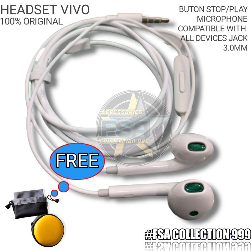 Jual Headset Earphone vivo Asli Bawaan vivo Hi-Res Original 100% Jack ...
