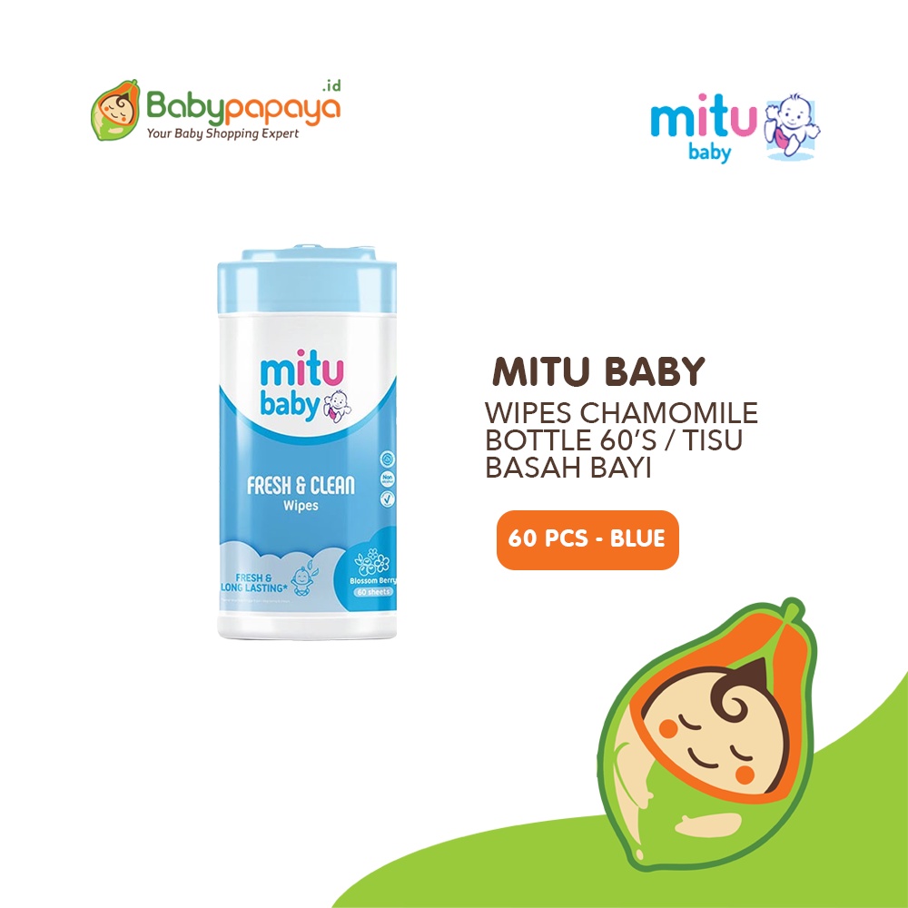 Jual MITU BABY Wipes Chamomile Bottle 60'S Blue / Tisu Basah Bayi ...