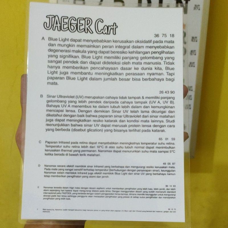 Jual Kartu Jeager Riding Cart Alat Optik Tes Baca | Shopee Indonesia