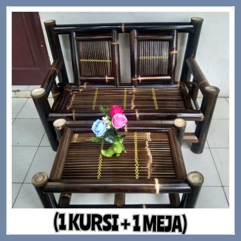 Jual Bale Bambu/Bambu wulung/Lincak/Kursi Teras Bambu Hitam | Shopee ...