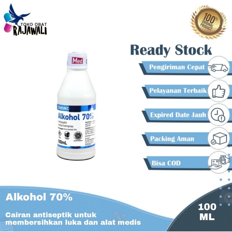 Jual alkohol 70% pembersih luka dan alat medis perbotol 100ml | Shopee ...