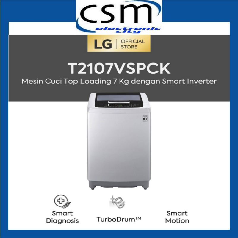 Jual MESIN CUCI 1 TABUNG LG T 2107 VSPCK 2107VSPCK TOP LOADING 7 KG ...