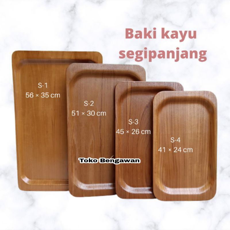 Jual KWI Baki Kayu Segi Nampan Beri Wooden Tray Persegi Panjang S-1 S-2 ...