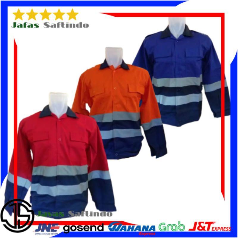 Jual Baju Kerja Safety / Proyek Kombinasi Warna Orange Merah Biru BCA ...
