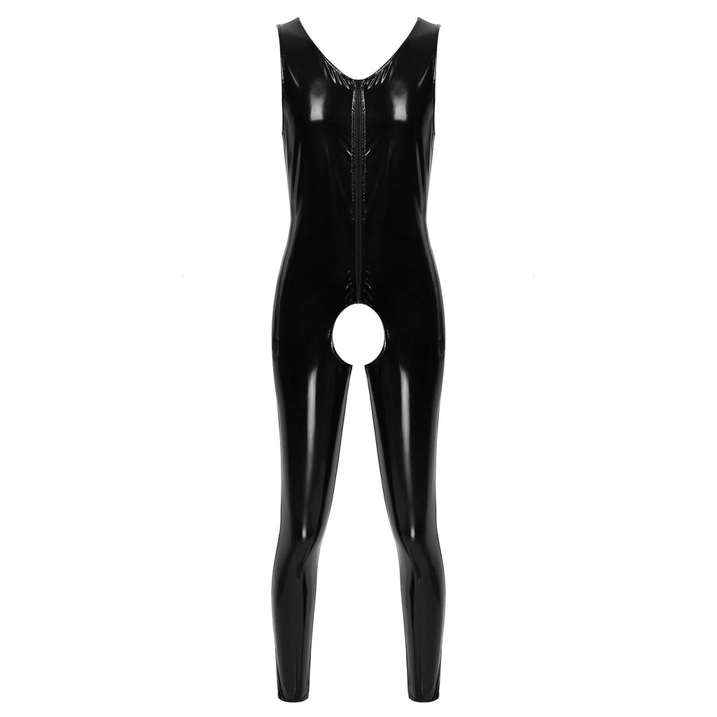 Jual Preorder Mens Lingerie Crotchless Bodysuit Wet Look Patent Leather