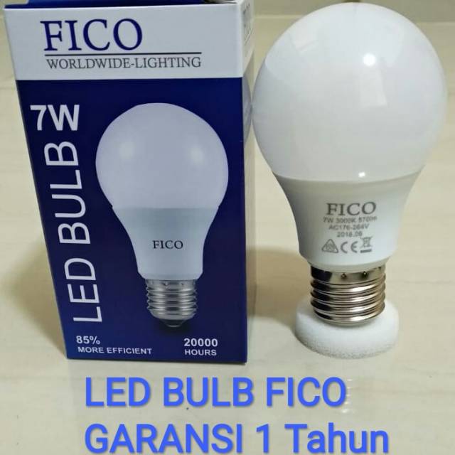 Jual Lampu LED Bohlam ( Bulb ) Fico 7 Watt ( Putih & Kuning ) | Shopee ...