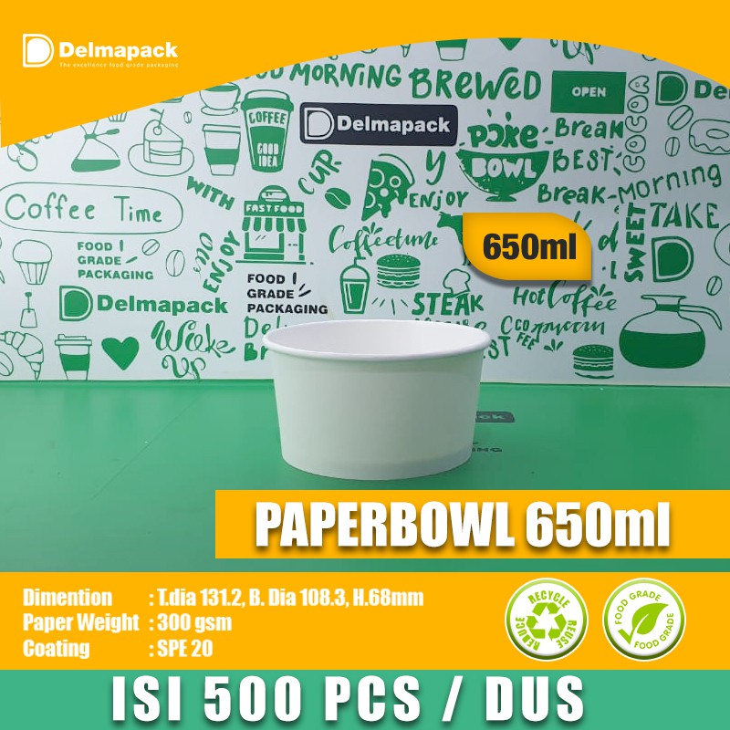 Jual PAPER BOWL 650 ML / MICROWAVE, TAHAN PANAS DAN TEBAL / 500 PCS ...