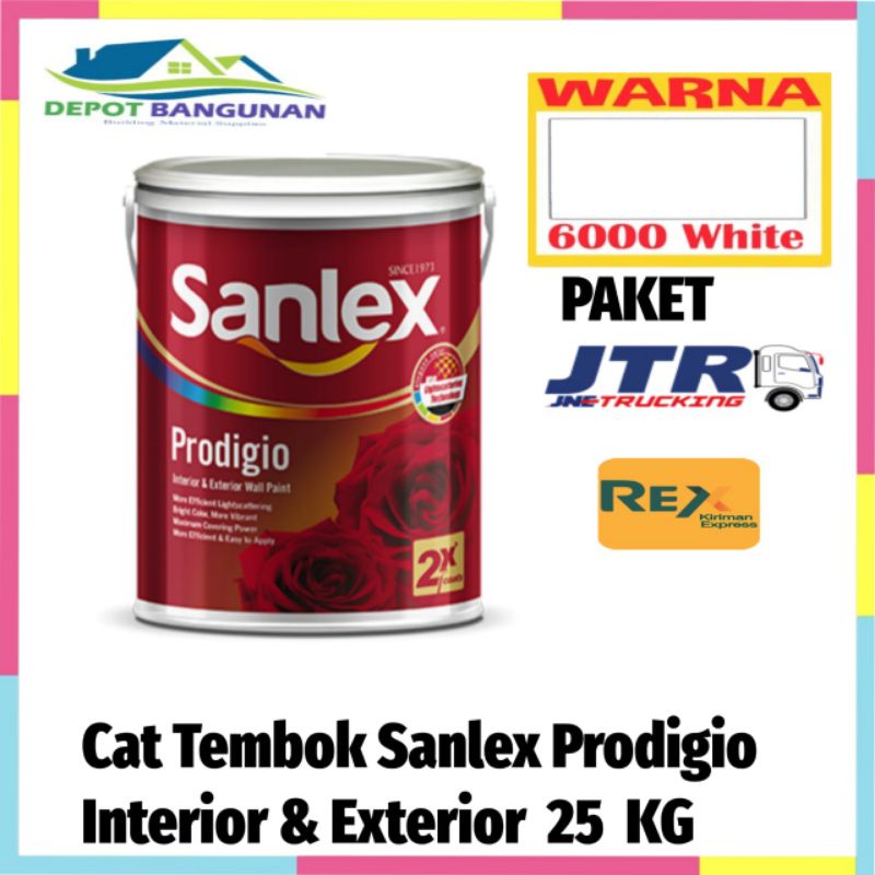 Jual Cat Plafon Cat Tembok Sanlex Prodigio Interior 6000 White 25 KG ...