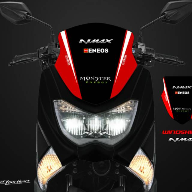 Jual Sticker visor nmax hitam sticker visor monster energy | Shopee ...