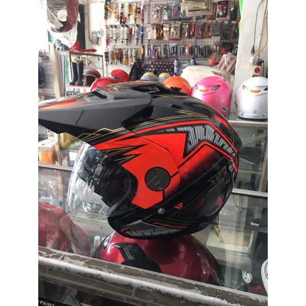 Jual Helm Cargloss Former Motif Black OrangeSilver/Half Face | Shopee ...
