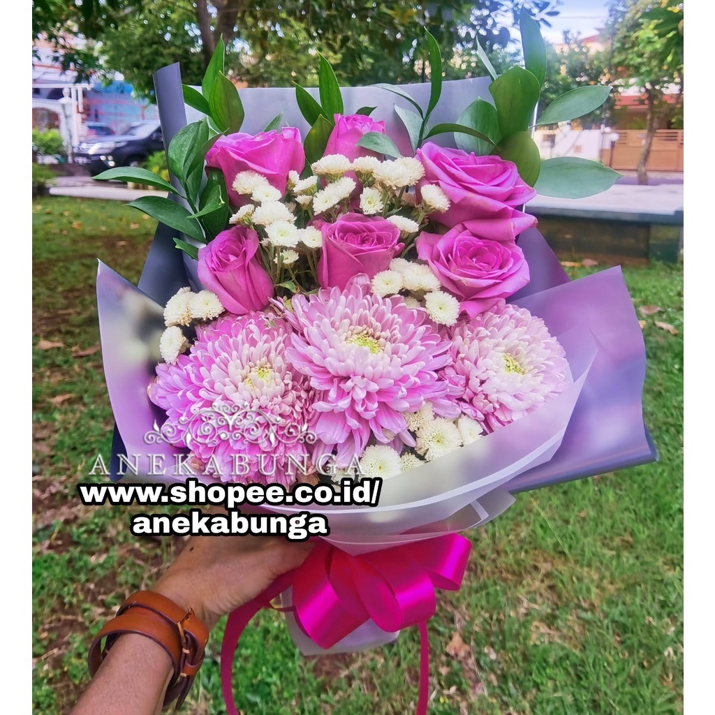 Jual Buket Bunga Asli Fresh Flower Bouquet Bucket Silver Wrapping Pesan ...