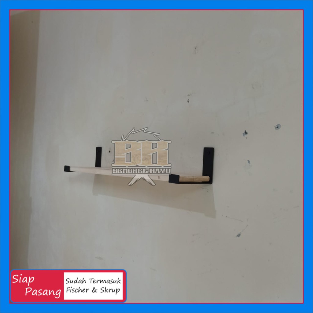 Jual Rak Gantung Besi Model L + Papan ambalan Minimalis, Kayu Jati ...