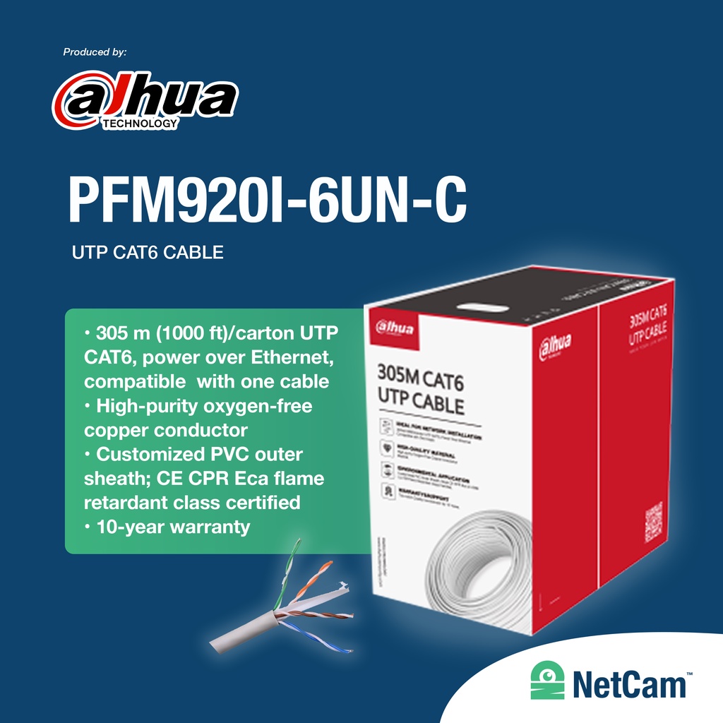 Jual KABEL LAN UTP IP CAT 6 DAHUA PFM920I-6UN-C ORANGE 300 METER | Shopee Indonesia