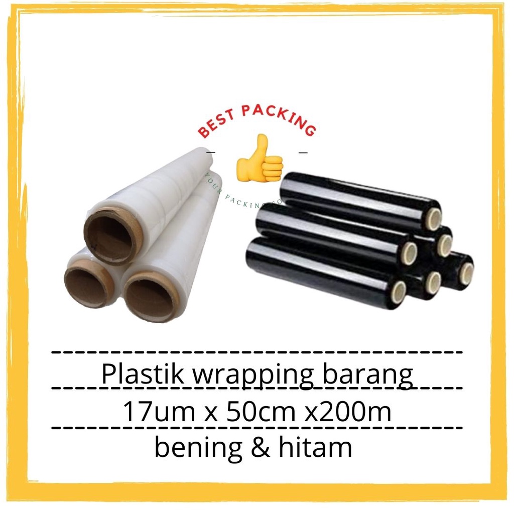 Jual Plastik wrapping barang bening hitam 50cm x 200m | Shopee Indonesia