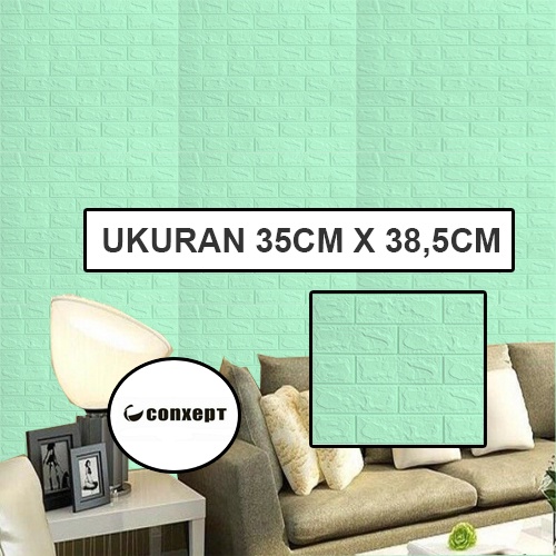 Jual CX Wallpaper Foam 3D Bata Warna HIJAU TOSCA Premium Wall Paper ...