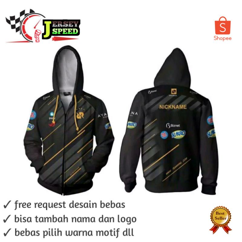 Jual jaket gaming RRQ 2021 free desain suka suka | Shopee Indonesia