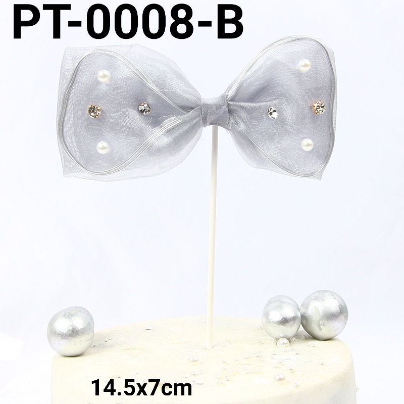 Jual GR-PT-0008 Cake topper hiasan kue pita putih pink biru ungu hitam ...