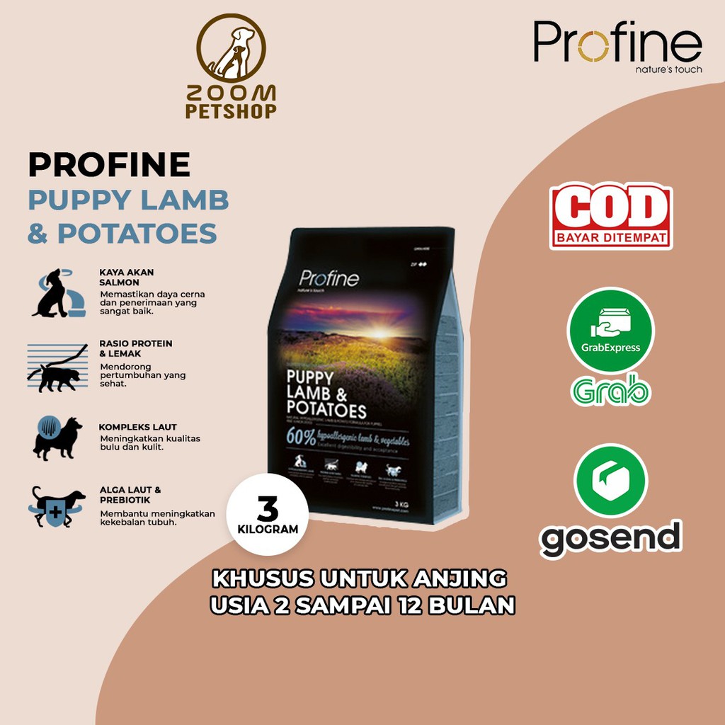 Jual Profine Dog Food Puppy Lamb Potatoes 3 kg / Chicken Potatoes 3kg ...