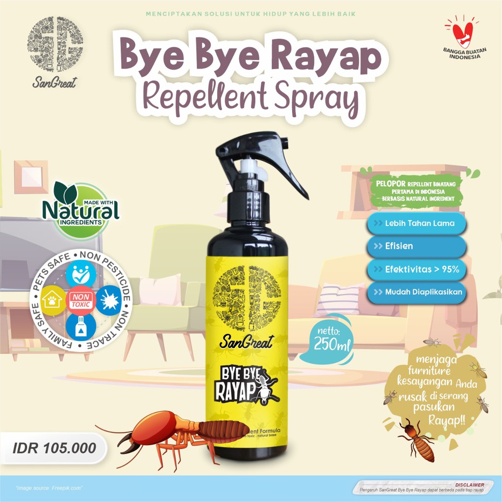 Jual Spray rayap pembasmi rayap alami semprotan anti rayap SanGreat Bye ...