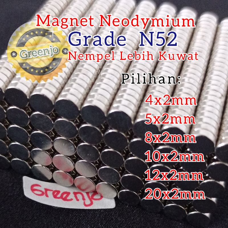Jual Strong Magnet Neodymium Grade N52 Silinder 4x2 / 5x2 / 8x2 / 10x2 / 12x2 / 18x2 / 20x2 Kuat ...