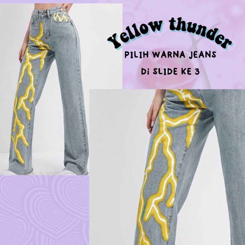 Jual y2k style hand painted jeans Y2k blue jeans thunder checkered ...