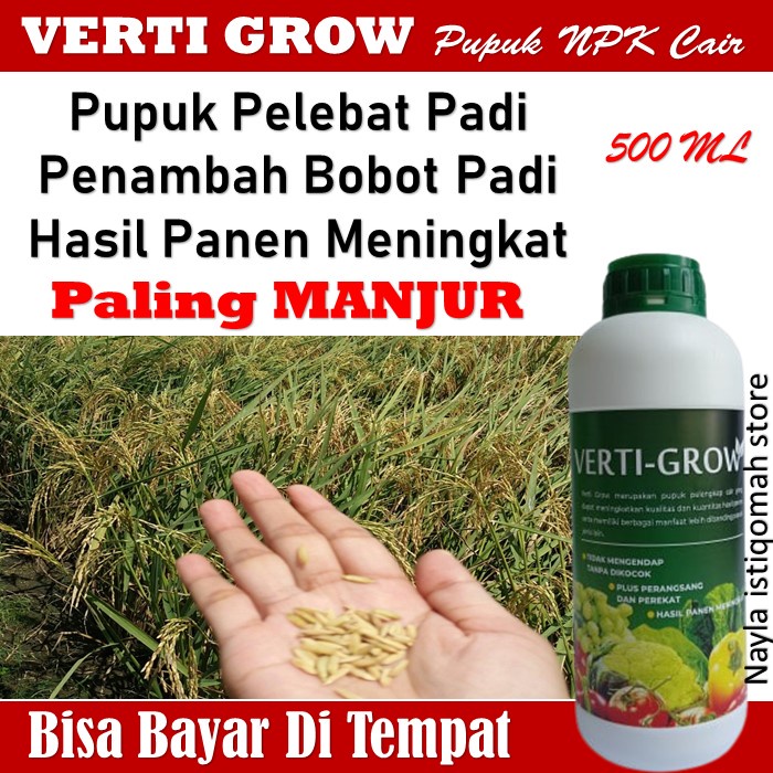 Jual Verti Grow 500 ML Pupuk Npk Cair Pelebat & Penyubur Padi - Verti Grow Pupuk Penyubur Padi ...