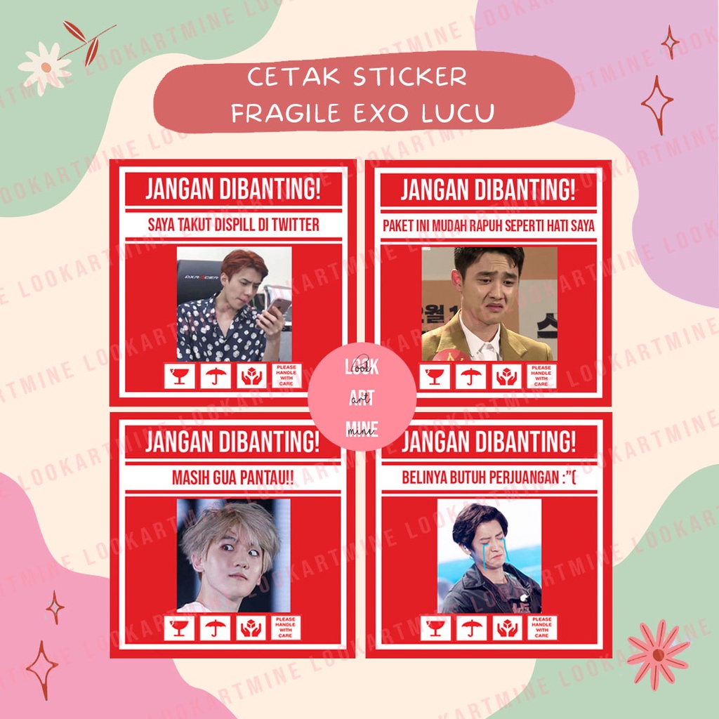 Jual STIKER FRAGILE LUCU UNIK KOREA EXO | STIKER JANGAN DIBANTING ...