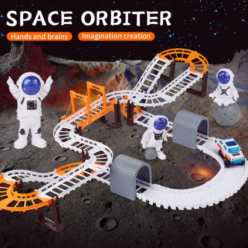 Jual [capt] Mainan Mobil Mobilan Anak DIY Set Rel Mobil Astronot ~ OUTER SPACE TRACK 77 pcs ...