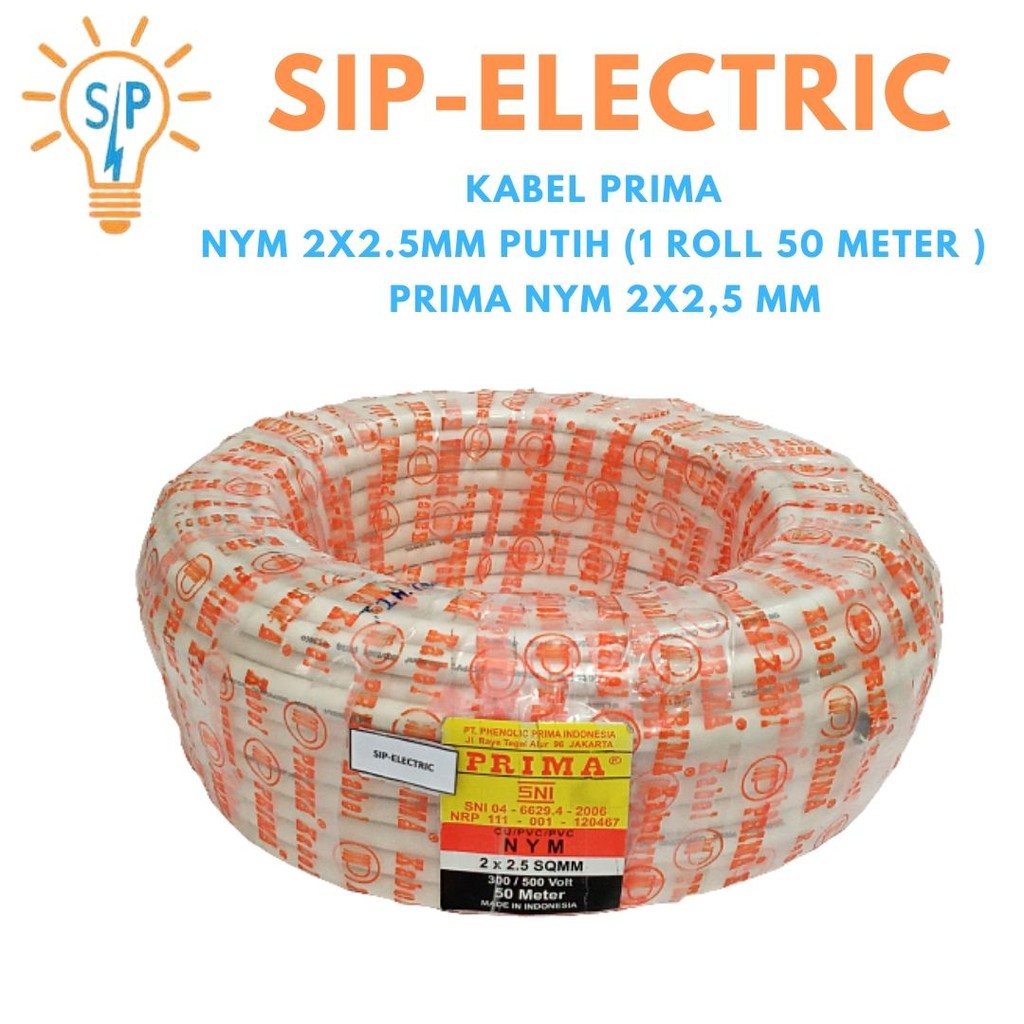 Jual Kabel Prima Nym 2X2.5Mm Putih (1 Roll 50 Meter ) / Prima Nym 2X2,5 ...
